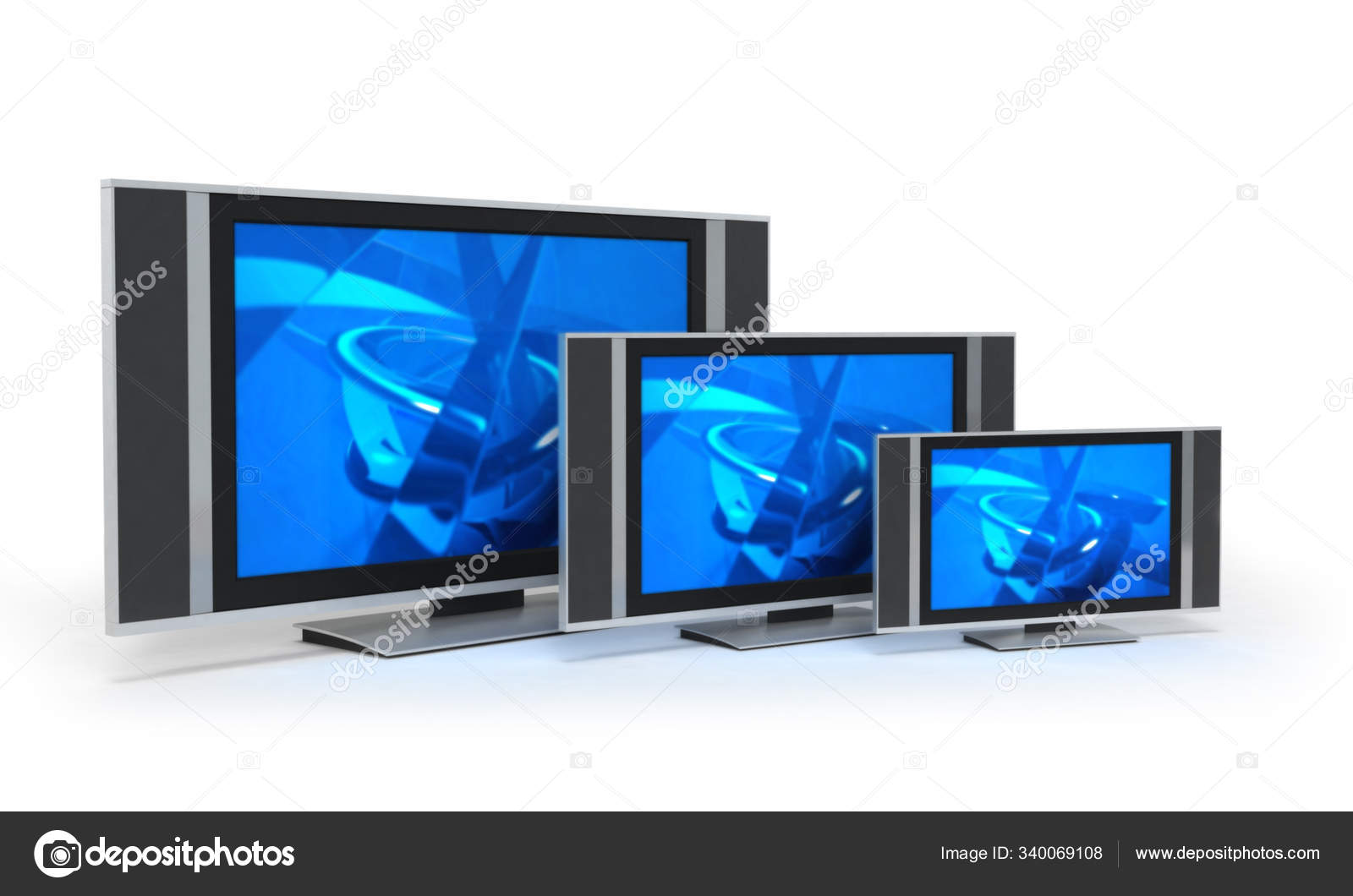 Lcd Screen Tvs Different Sizes Blue Display — Stock Photo ...