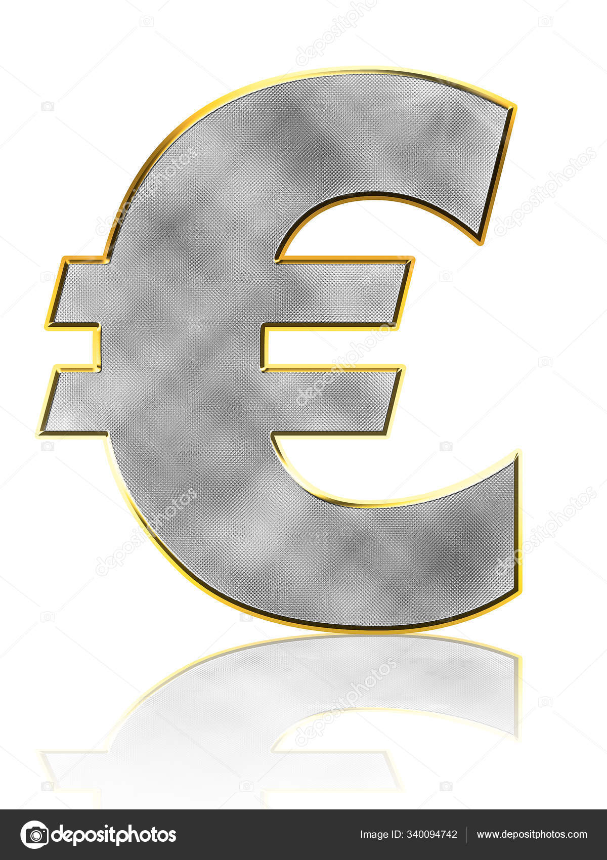Abstract Bling Euro Symbol White Reflection Stock Photo by ...