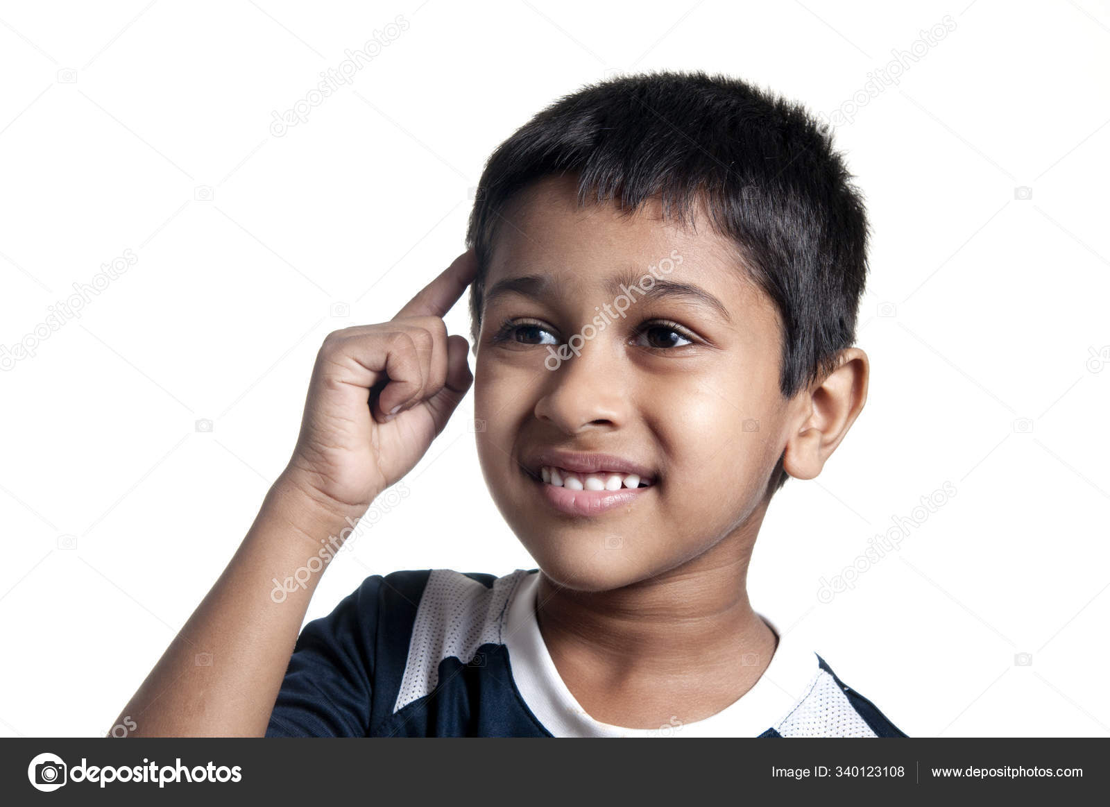 Handsome Young Indian Kid Thinking Something — Stock Photo ...