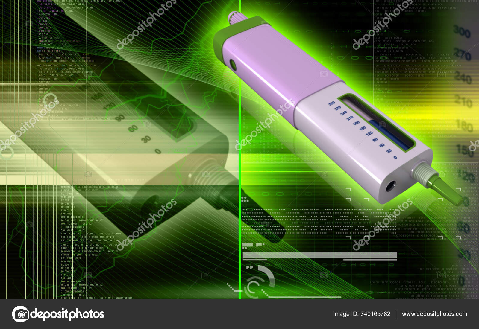 Digital Illustration Insulin Pen Colour Background Stock Photo by ...