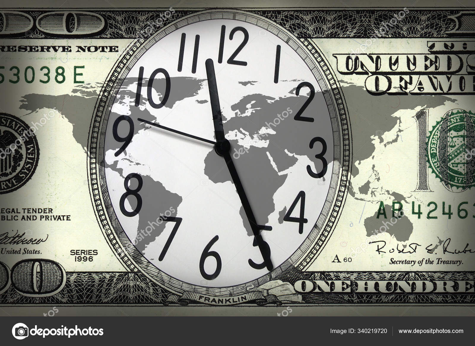 Conceptual Image Clock Dollar Bill Background — Stock Editorial Photo ...