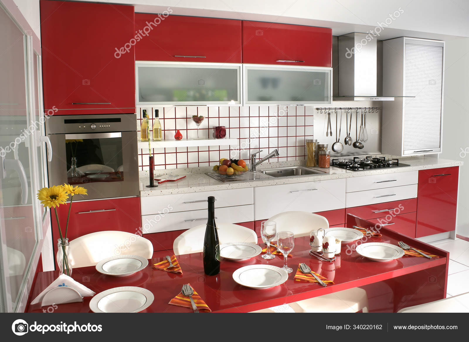 Clean Modern Red Kitchen Desing — Stock Photo © PantherMediaSeller ...