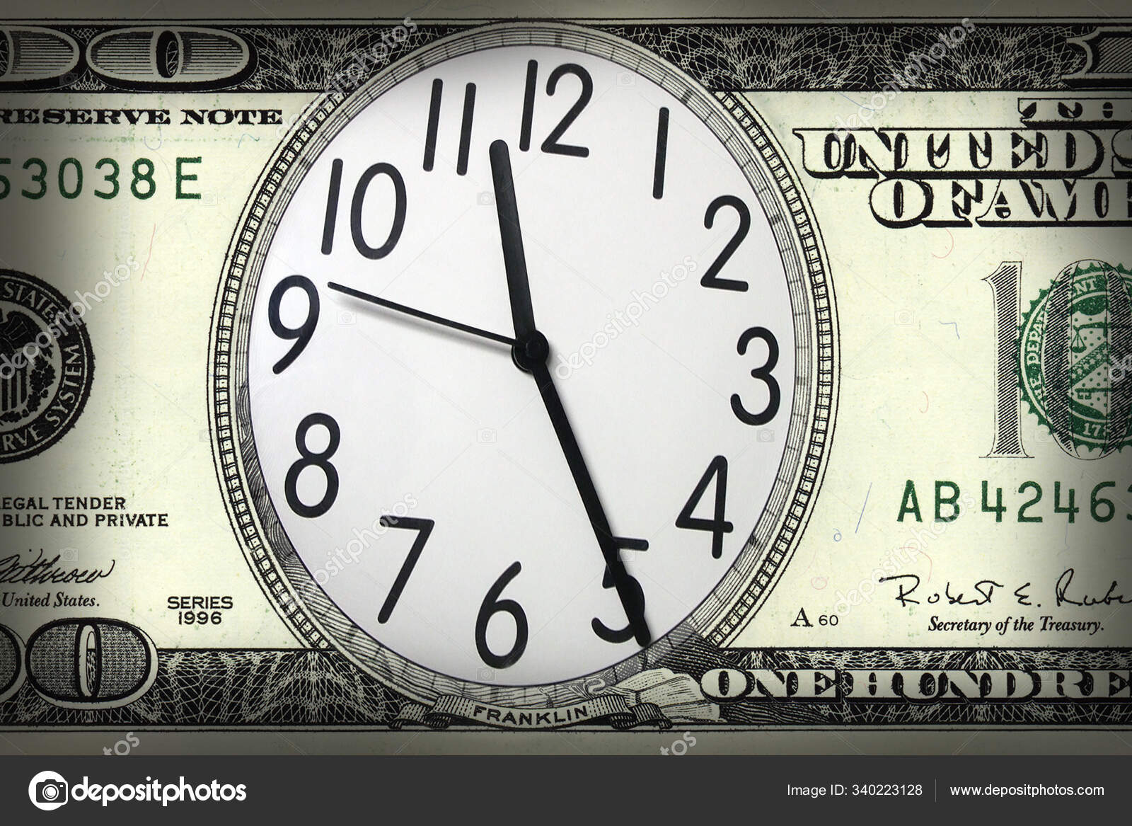 Conceptual Image Clock Dollar Bill Background — Stock Editorial Photo ...
