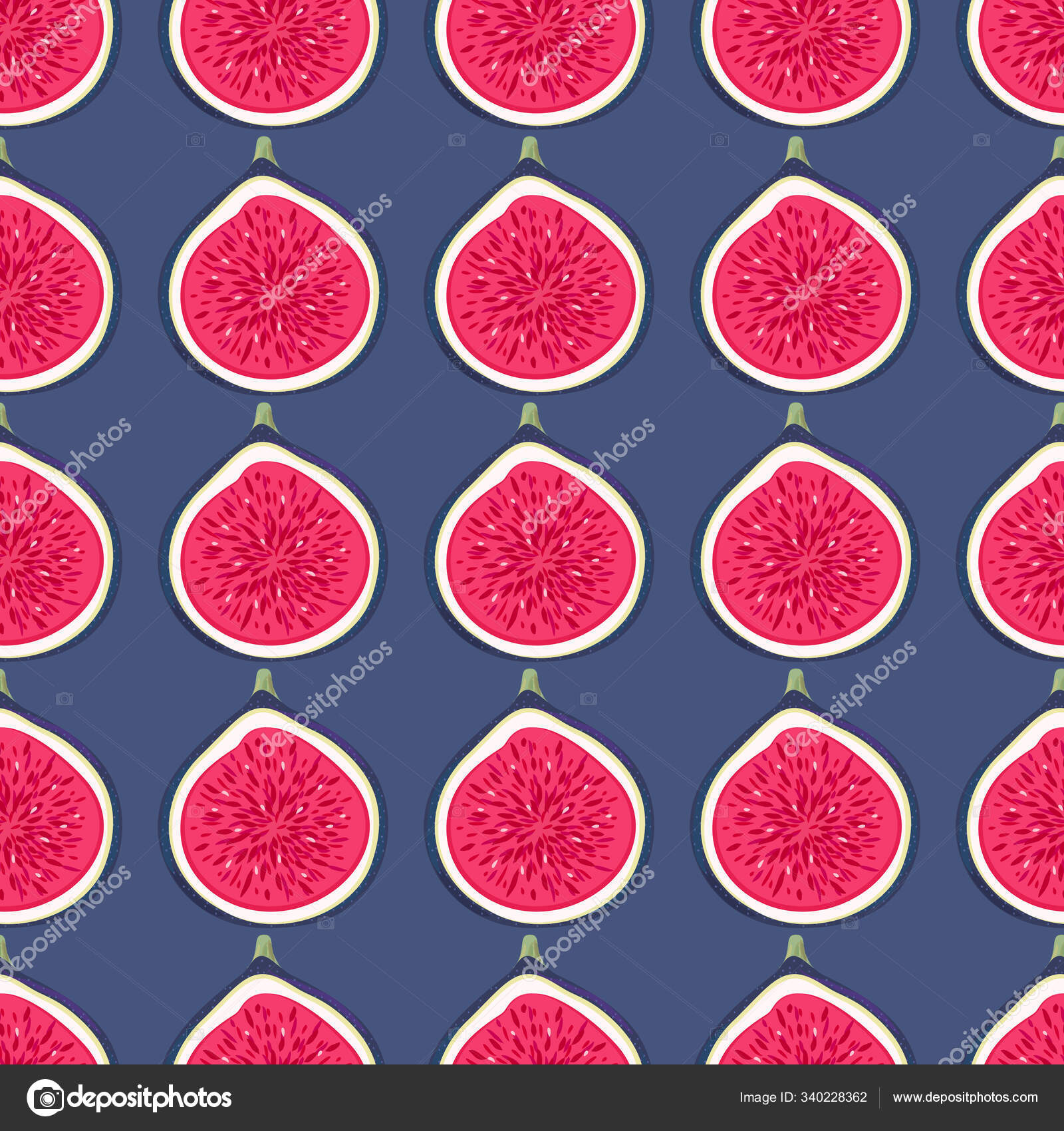 Seamless Pattern Halves Figs Healthy Dessert Fruity Repeating ...