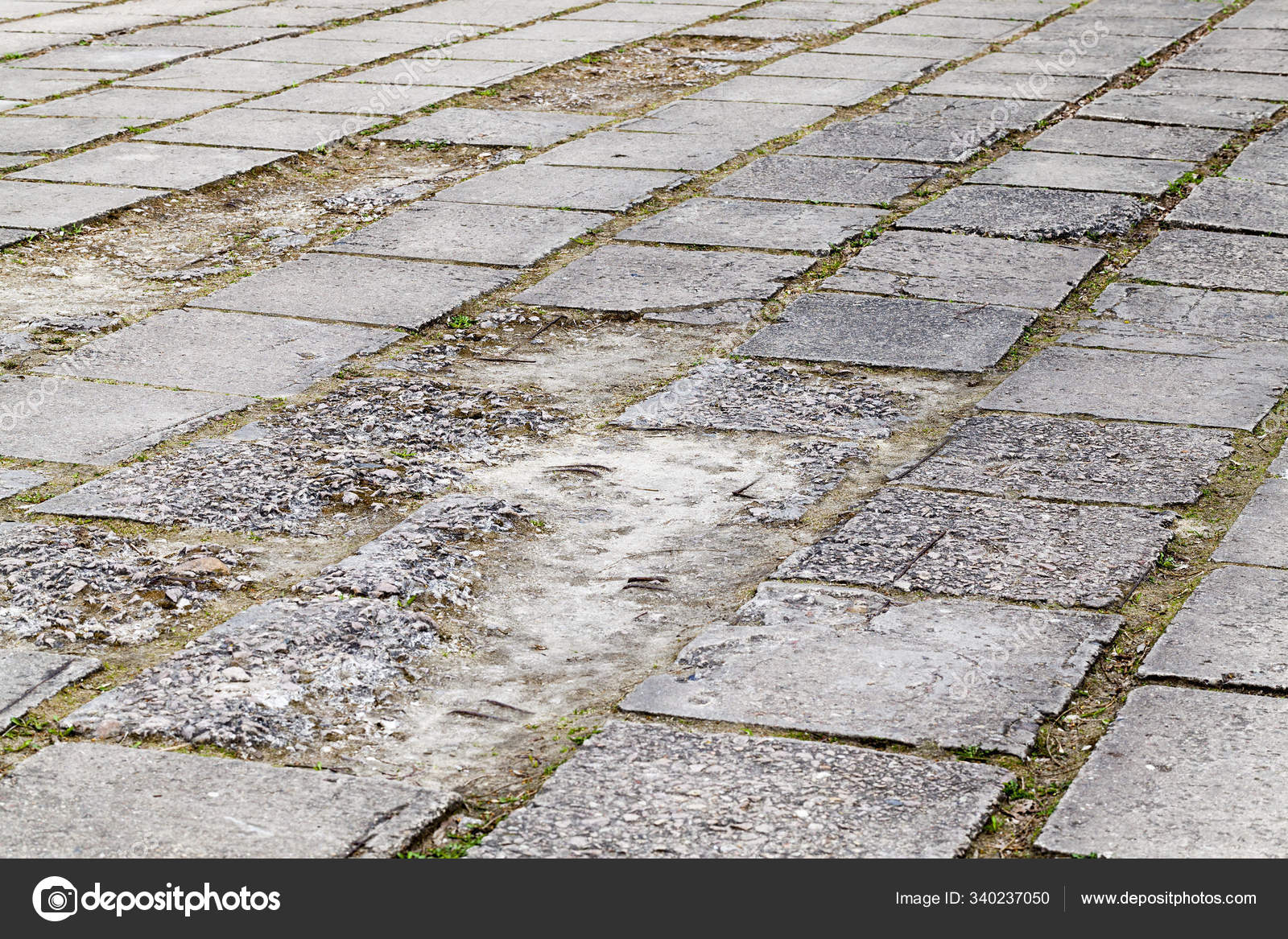 Old Deteriorating Environment Concrete Slabs Which Road Walks Made ...