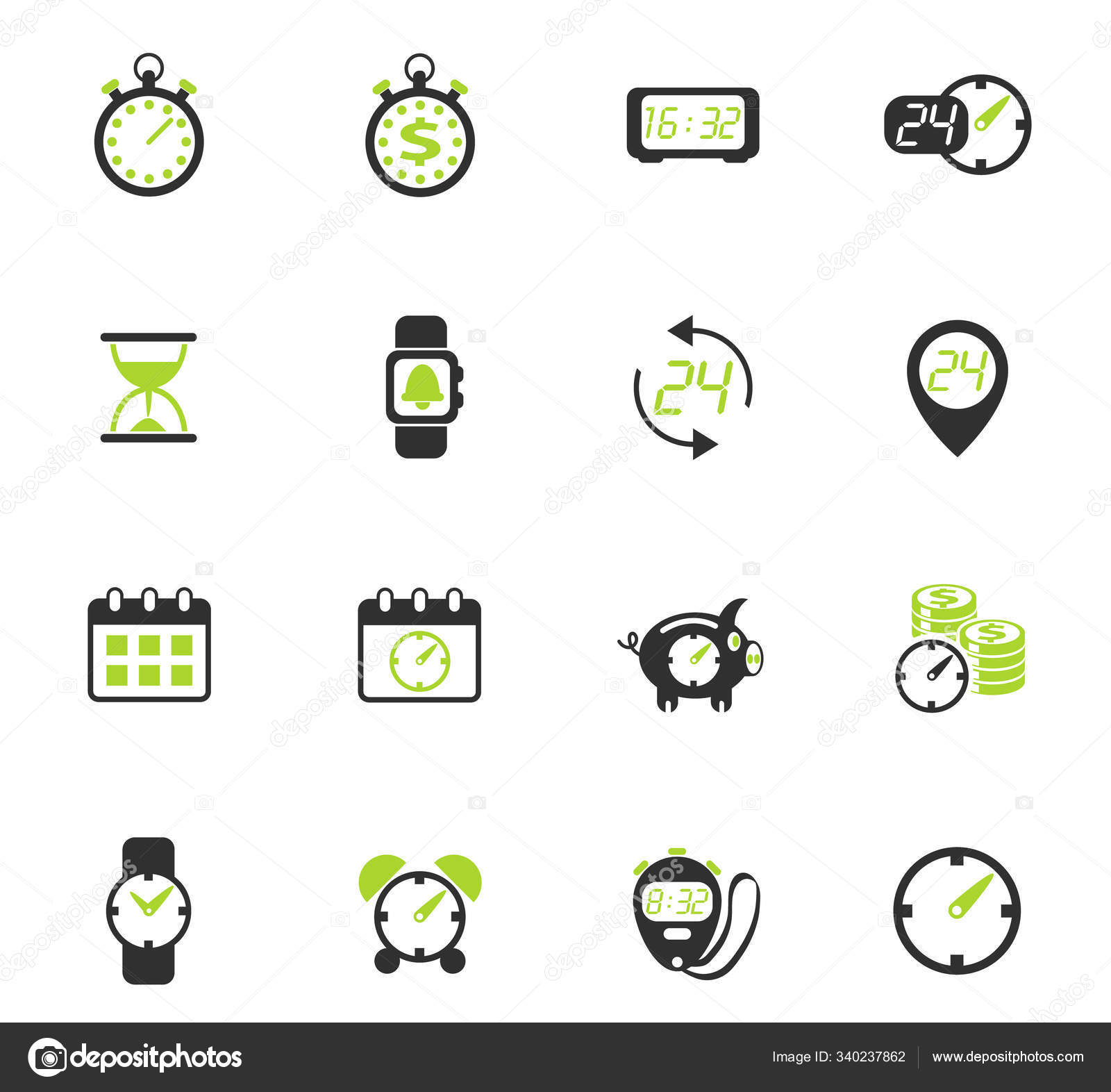 Time Vector Icons Web User Interface Design — Stock Photo ...