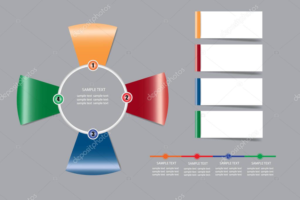 Vector infogr fico de plantilla de c rculo hecho de cuatro formas coloridas, l nea de tiempo y ...