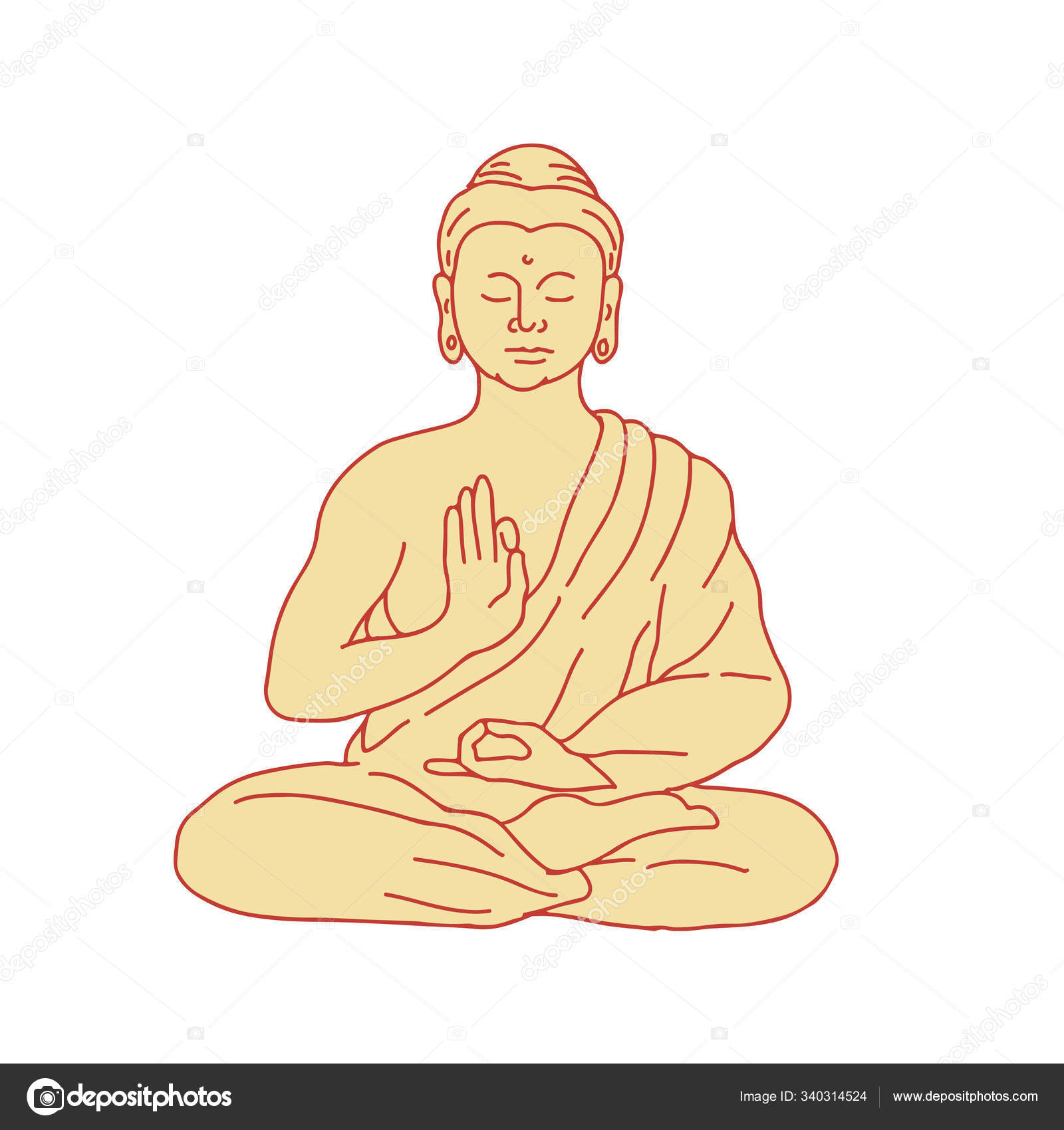 Drawing Sketch Style Illustration Gautama Buddha Siddhartha Gautama ...