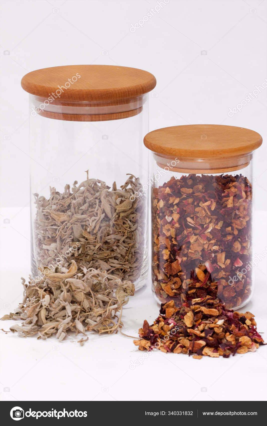 Herbal Tea Glass Jar White Background — Stock Photo ...