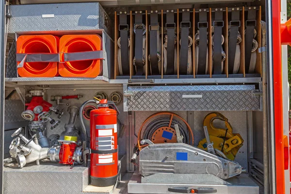 Red fire hose cabinet Stock Photos, Royalty Free Red fire hose cabinet ...