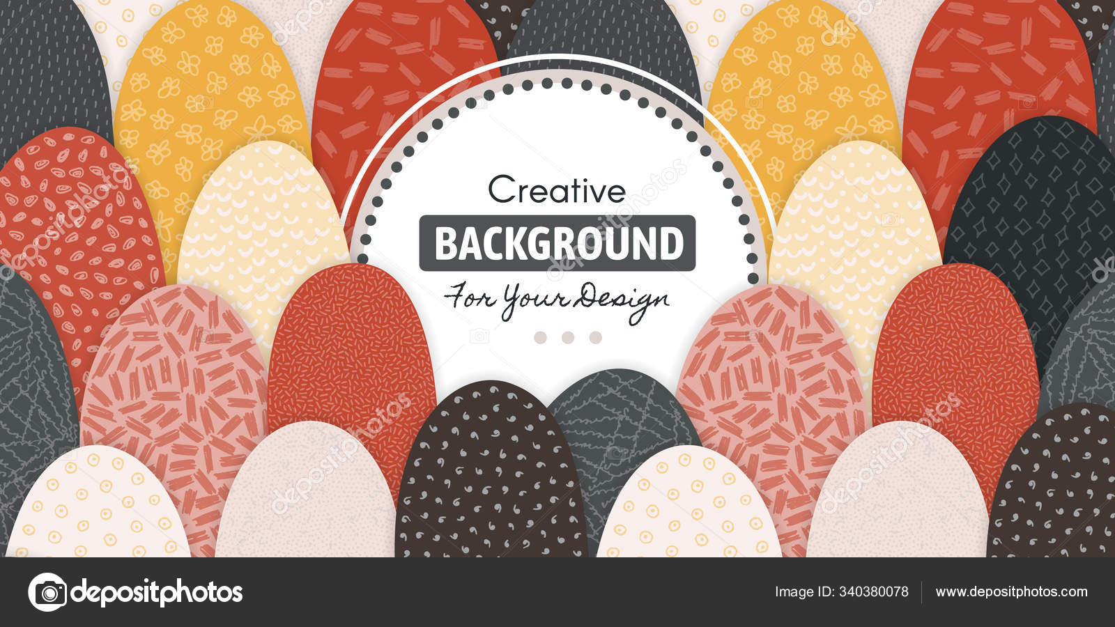 Vector Abstract Background Frame Centre Hand Drawn Textured Arc Shapes ...