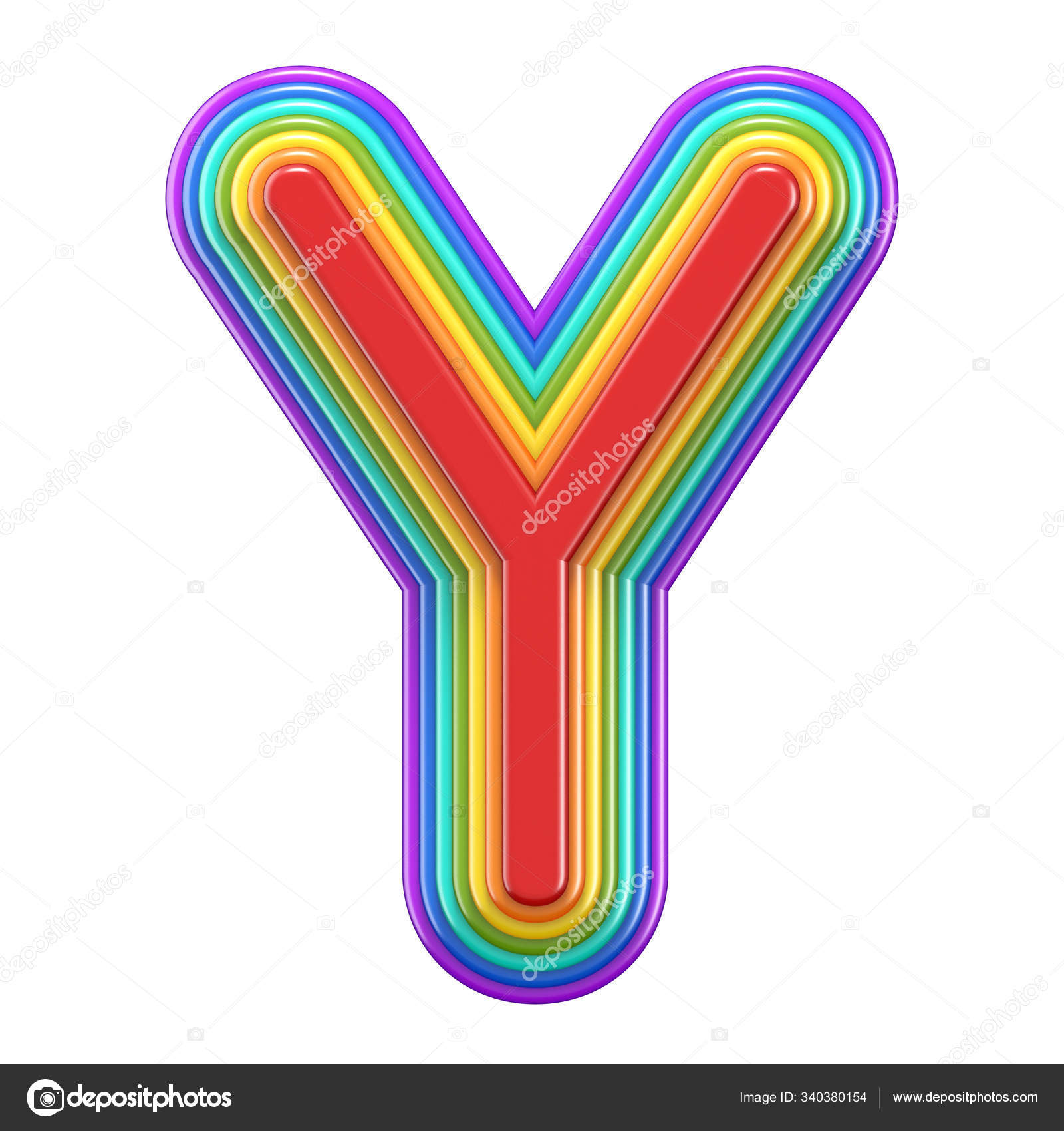 Concentric Rainbow Font Letter Rendering Illustration Isolated White ...