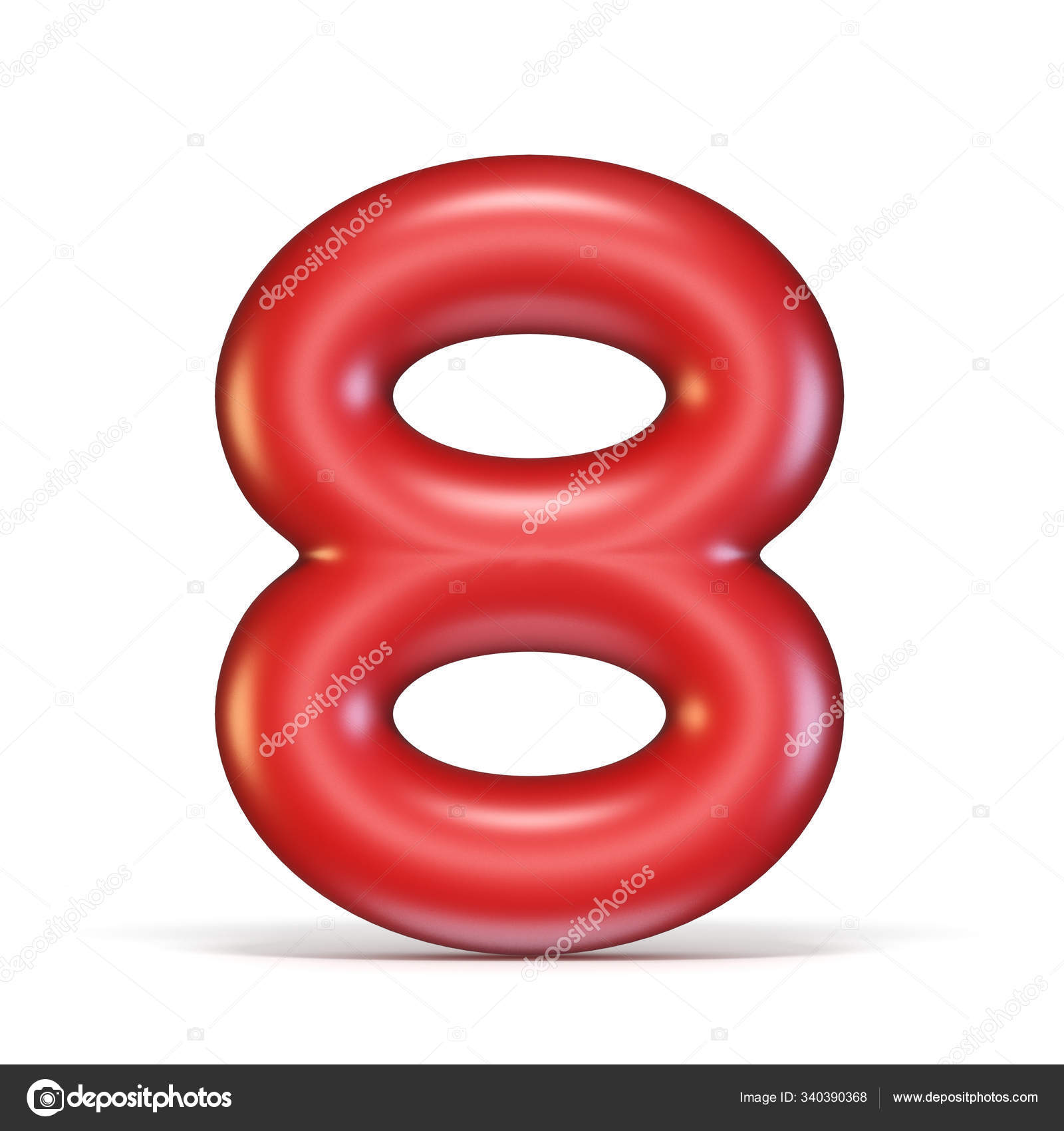 Fuente Brillante Roja Número Ocho Ilustración Representación Aislada ...