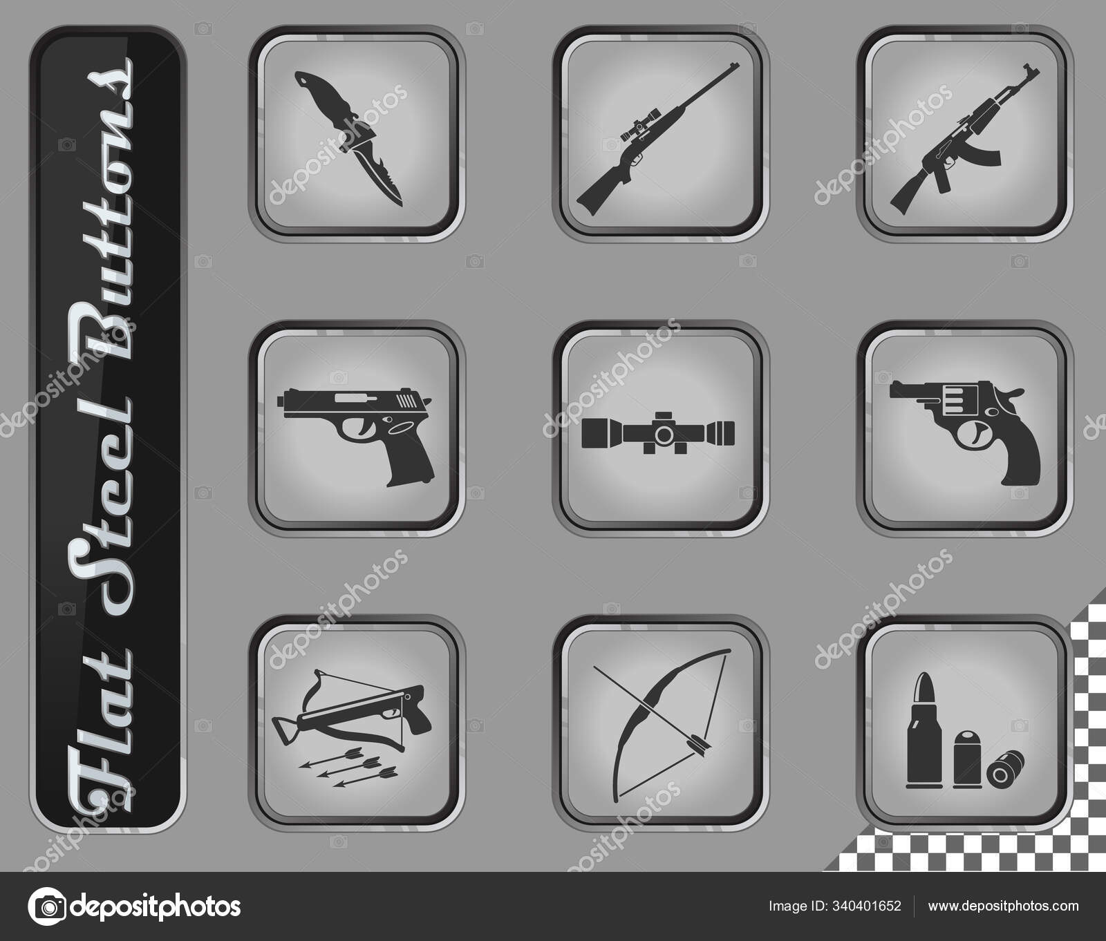 Weapon Vector Web Icons Flat Steel Buttons — Stock Photo ...