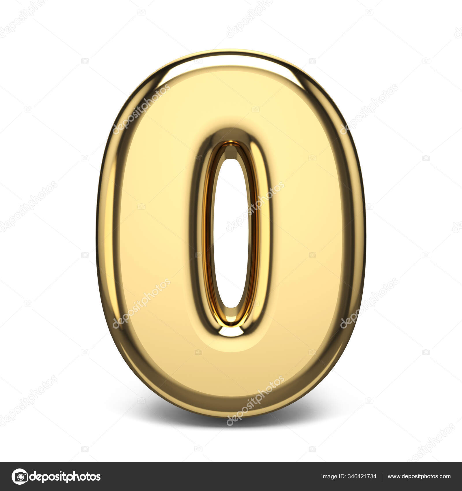 Golden Number Zero Render Illustration Isolated White Background — Stock Photo ...