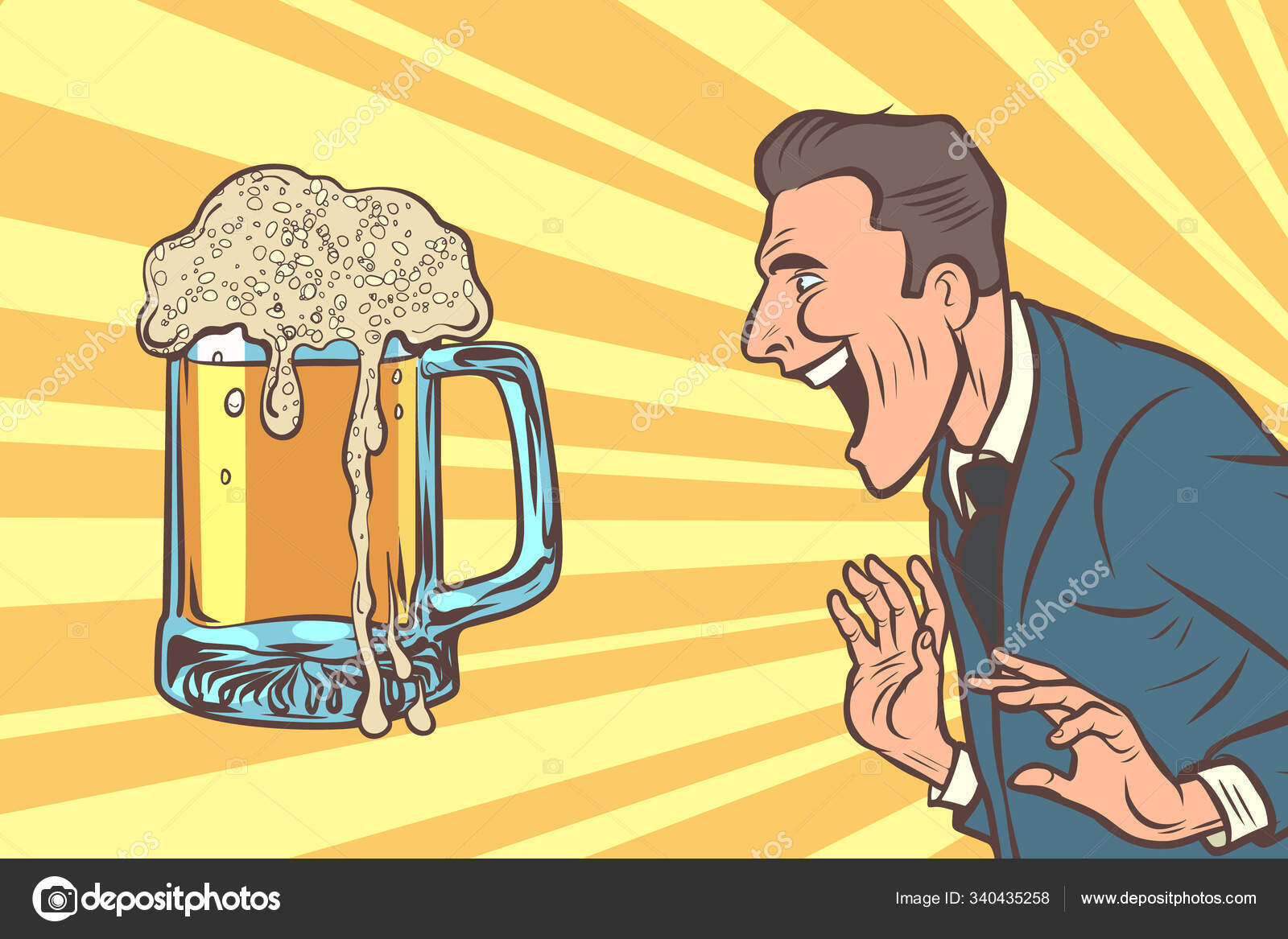 Happy Man Mug Beer Alcoholic Drink Pub Comic Cartoon Pop Stock ...