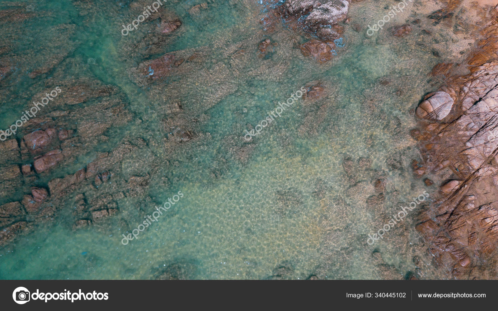 Aerial Drone Top View Transparent Shallow Water Sea Ocean Surface Stock ...