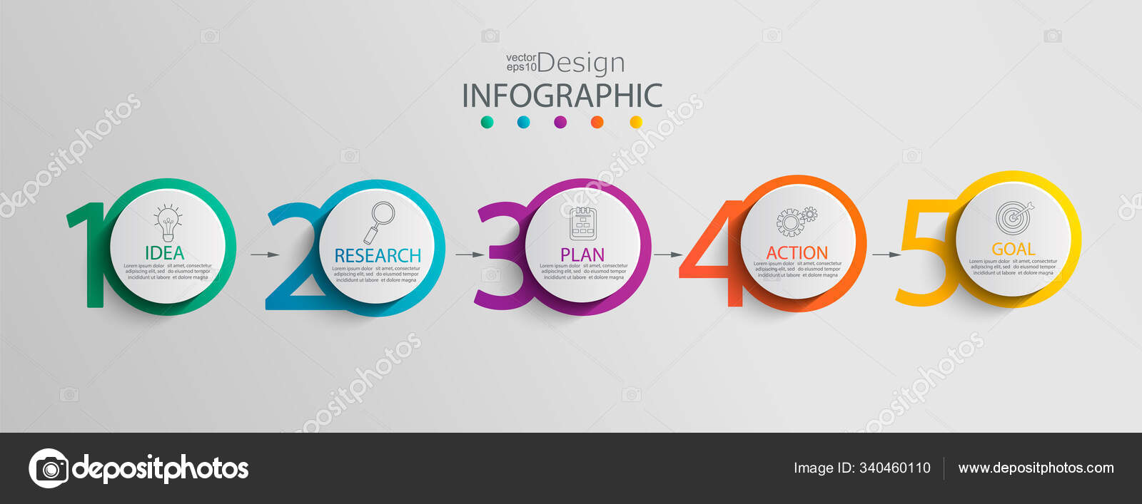 Paper Infographic Template Circle Options Presentation Data Visualization Business Process ...
