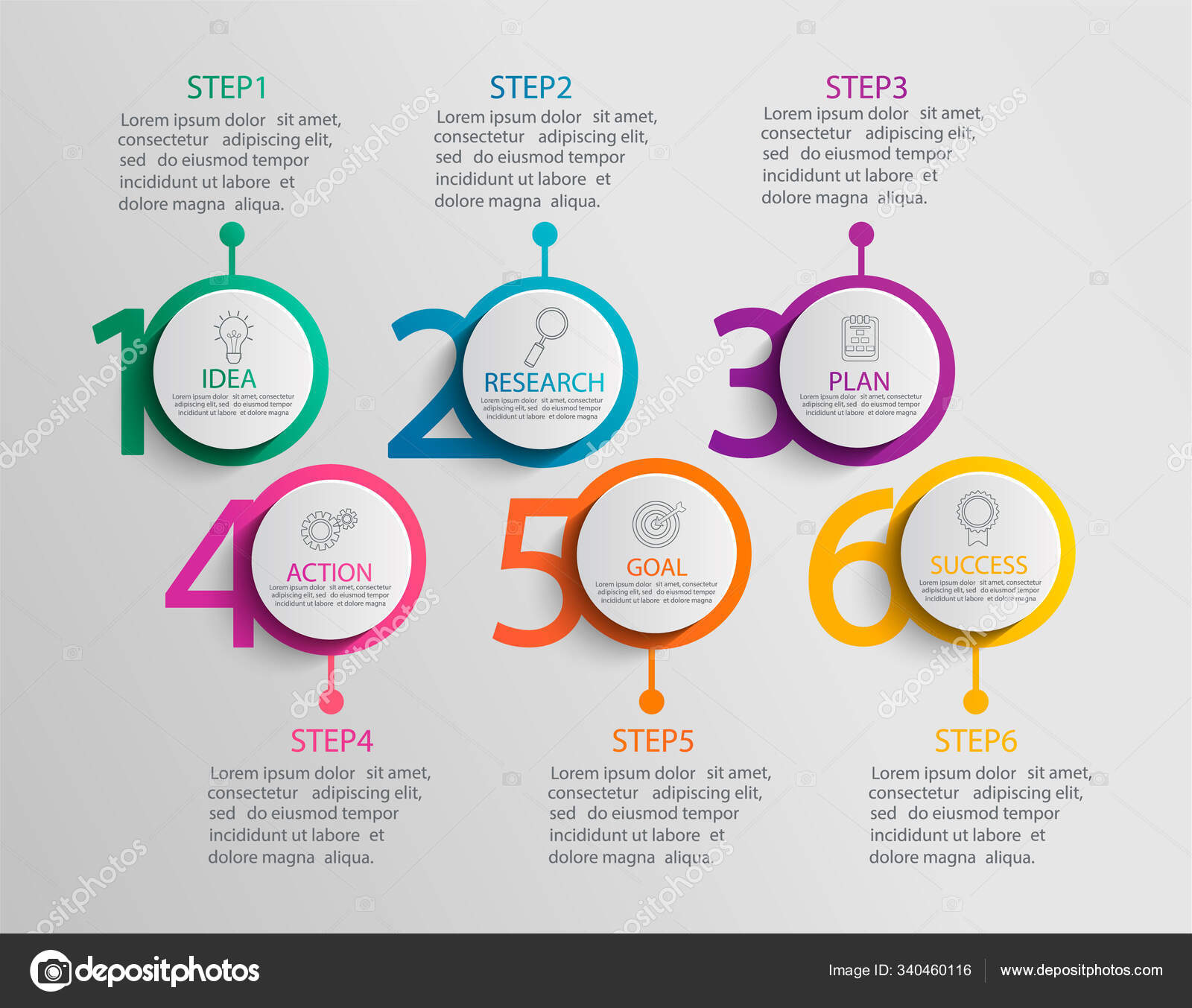 Paper Infographic Template Circle Options Presentation Data Visualization Business Process ...
