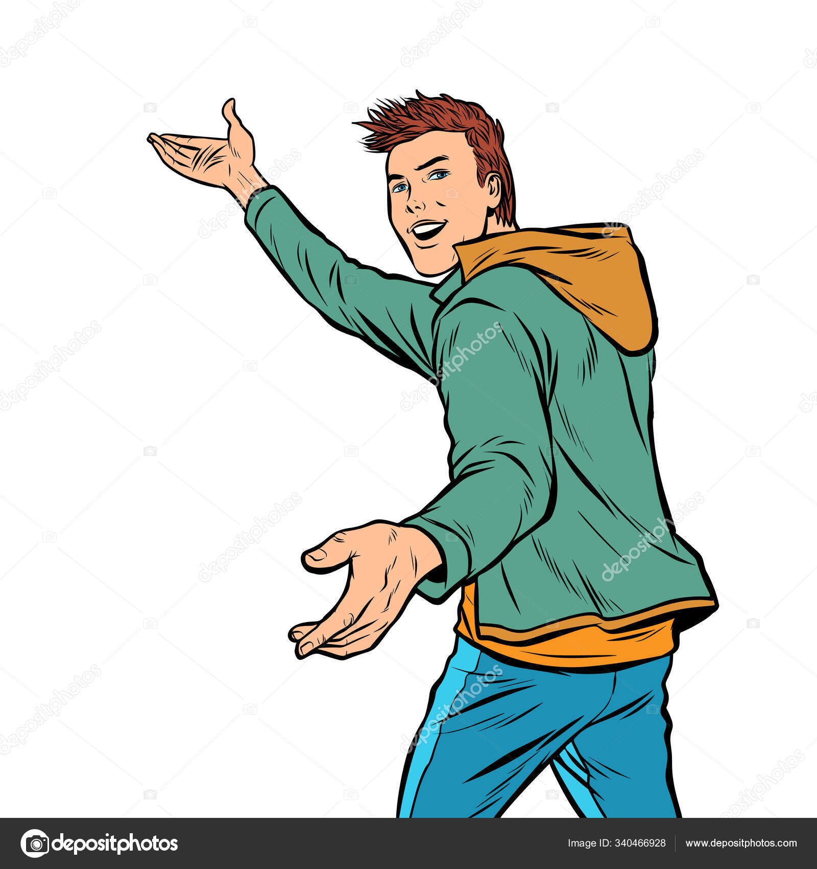 Hand Some Young Man Cartoon