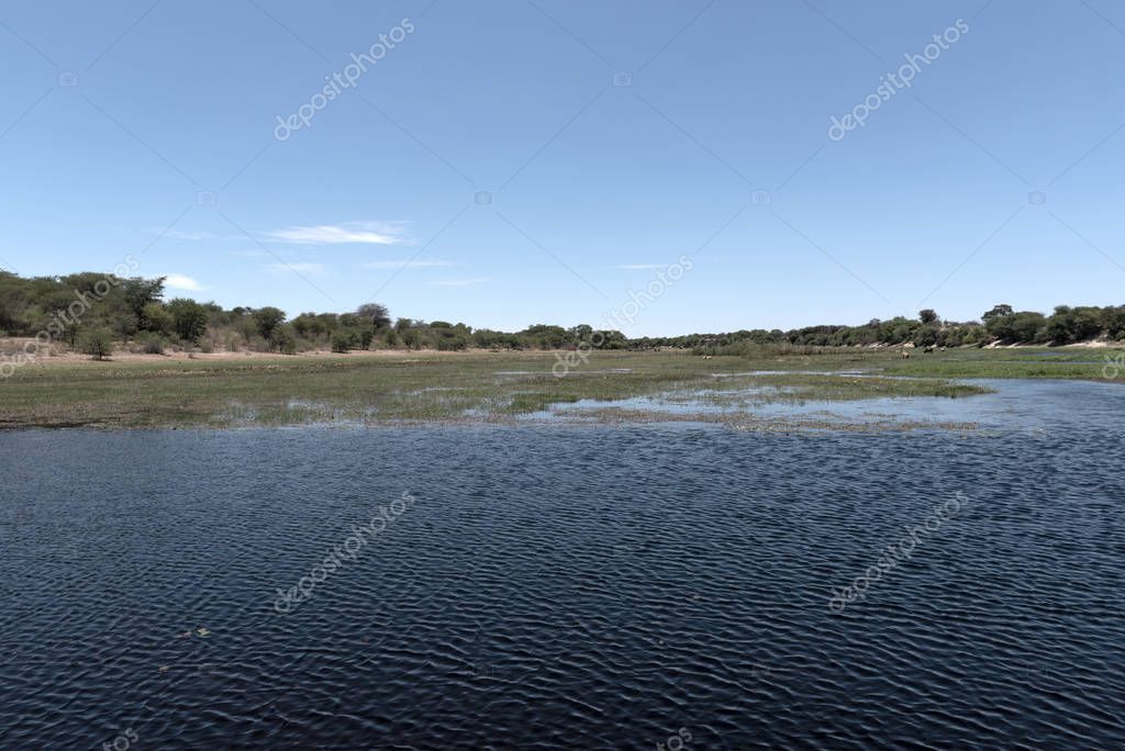 Paisaje en el río Boteti, Parque Nacional Makgadikgadi, Botswana ...