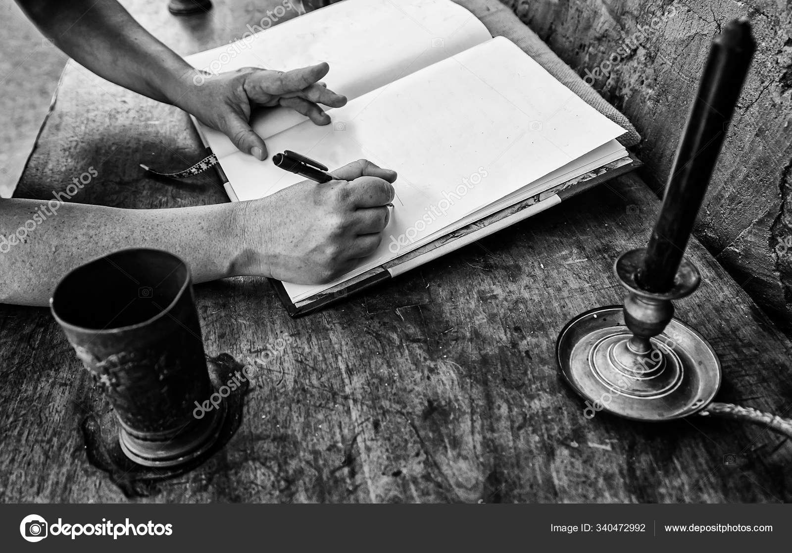 Old Medieval Desk Pen Book Detail Place Read Write — Stock Photo ...