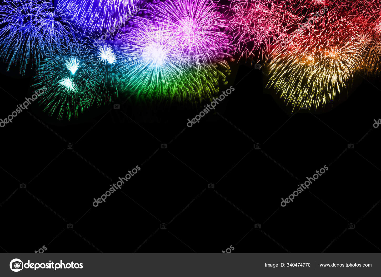 New Year's Eve Fireworks Background Copyspace Copy Space Colorful Years ...