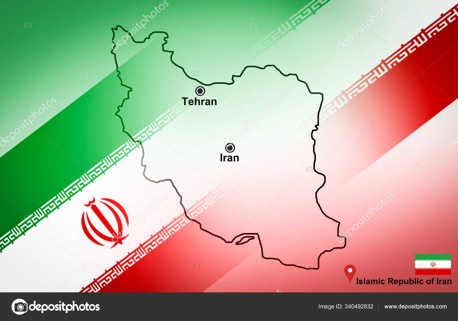 Iran Map Tehran Location Map Pin Iran Flag Map Asia Stock Photo by ...