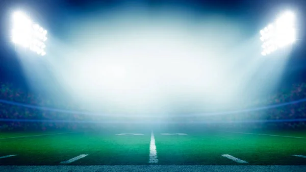 American Football Stadium Low Angle Field View — Stock Photo ...