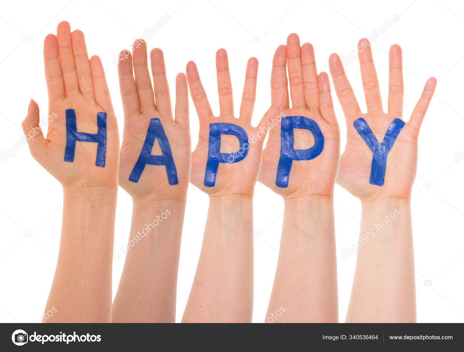 Many Hands Building English Word Happy Hands White Isolated Stock Photo ...
