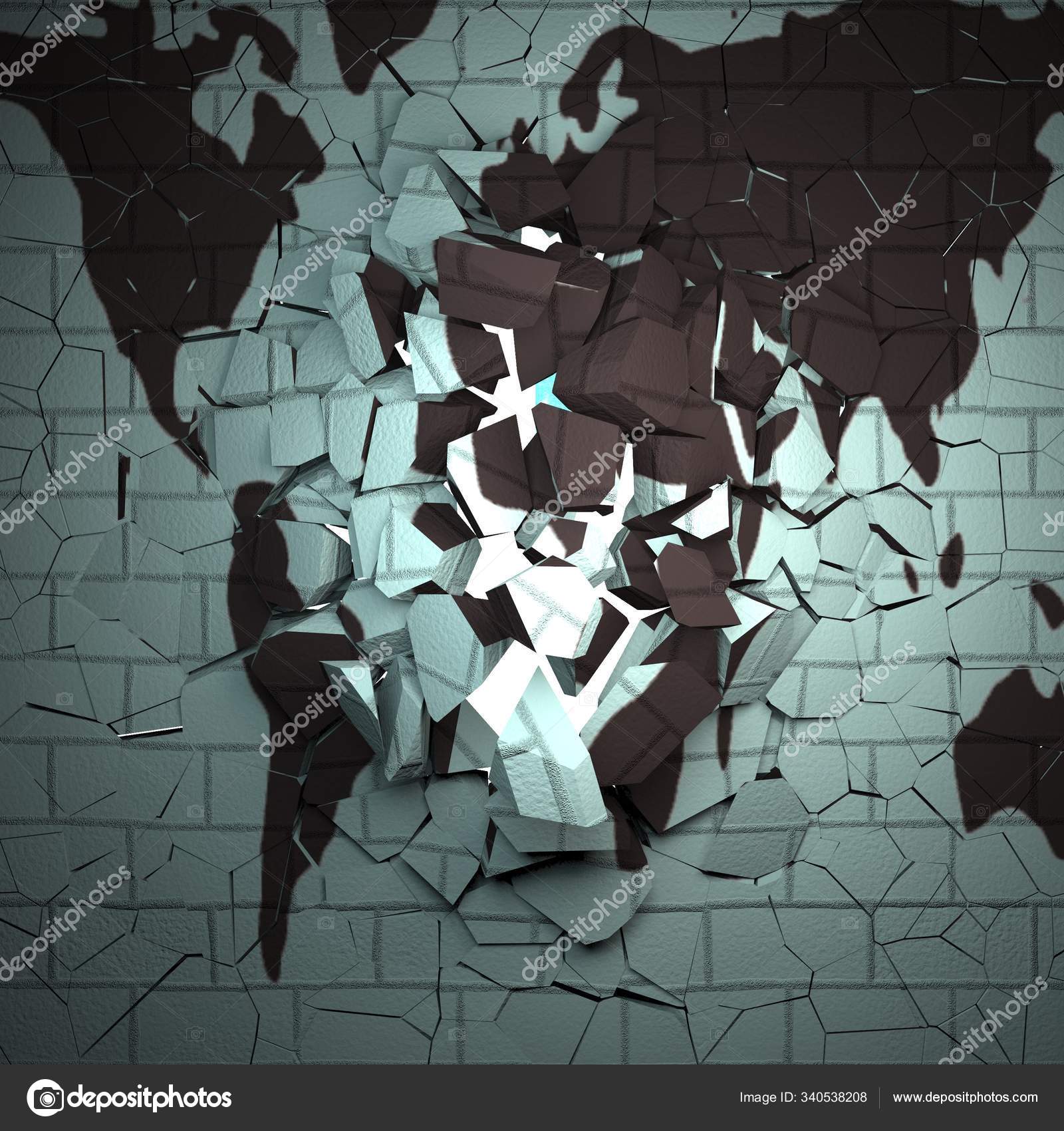 World Map Breaking Wall Rendering Stock Photo by ©PantherMediaSeller ...