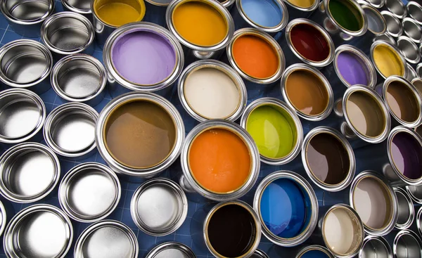Metal cans with color paint - Stock Image - Everypixel