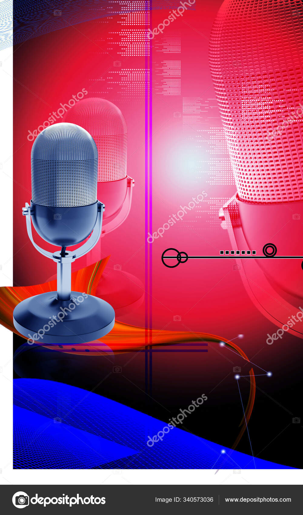 Digital Illustration Microphone Colour Background — Stock Photo ...