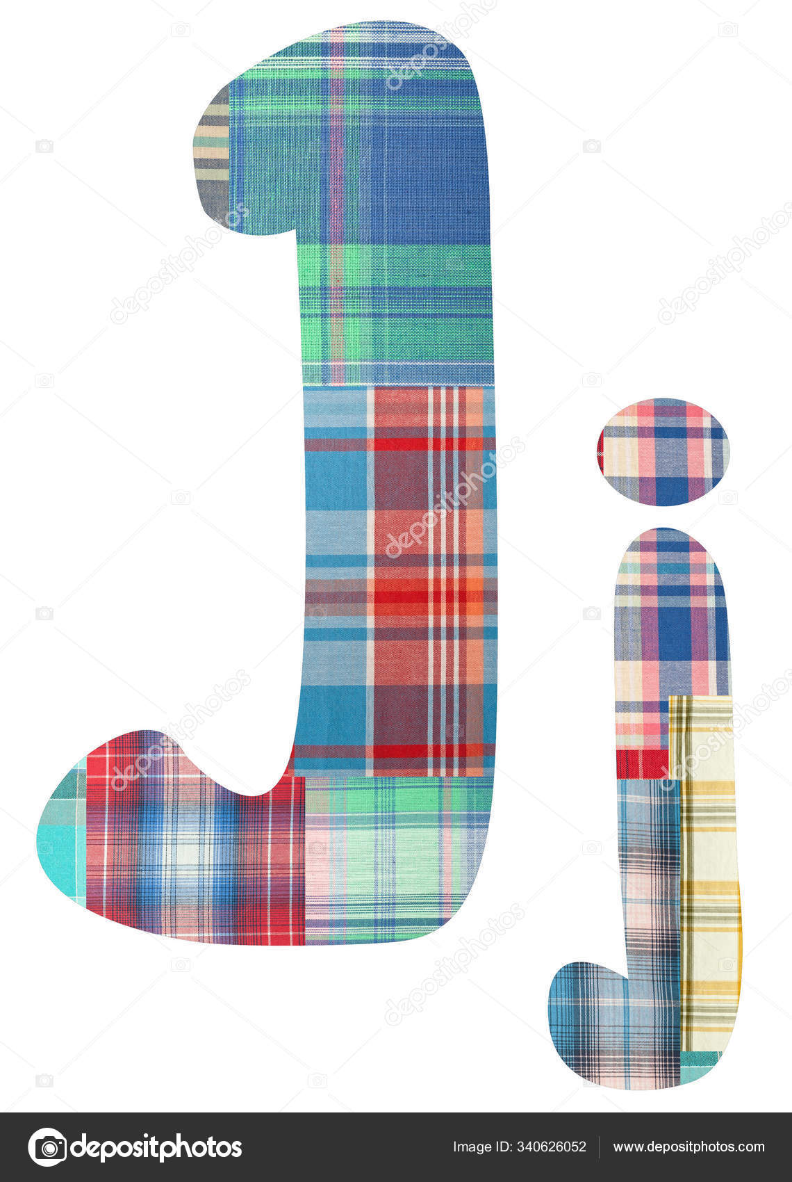 Collage Letter Color Patches Checkered Fabric White Background Stock ...