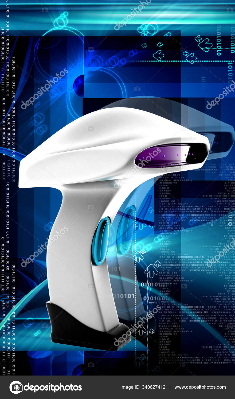 Digital Illustration Barcode Scanner Cable Colour Background — Stock ...