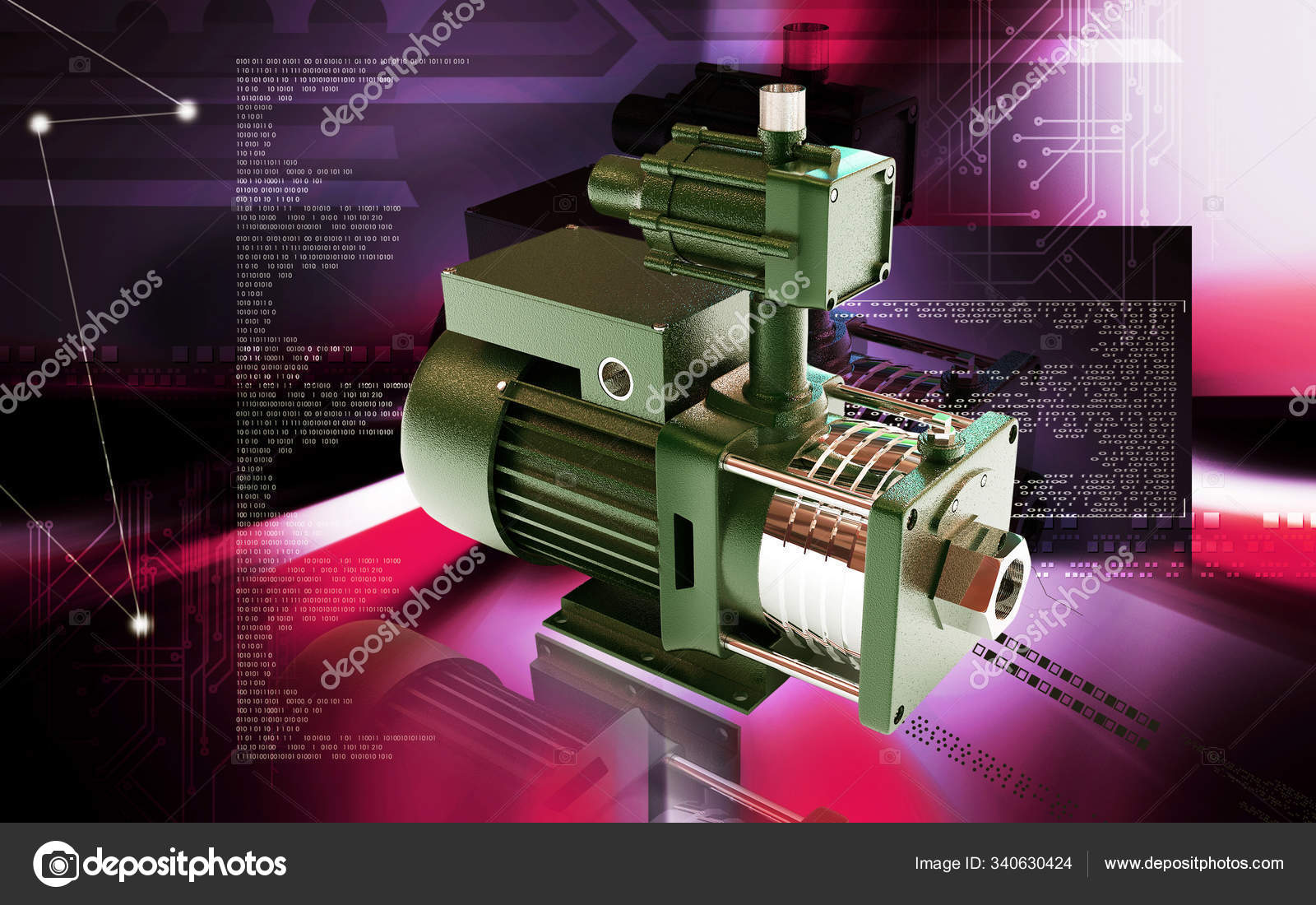 Digital Illustration Pressure Pump Colour Background — Stock Photo ...