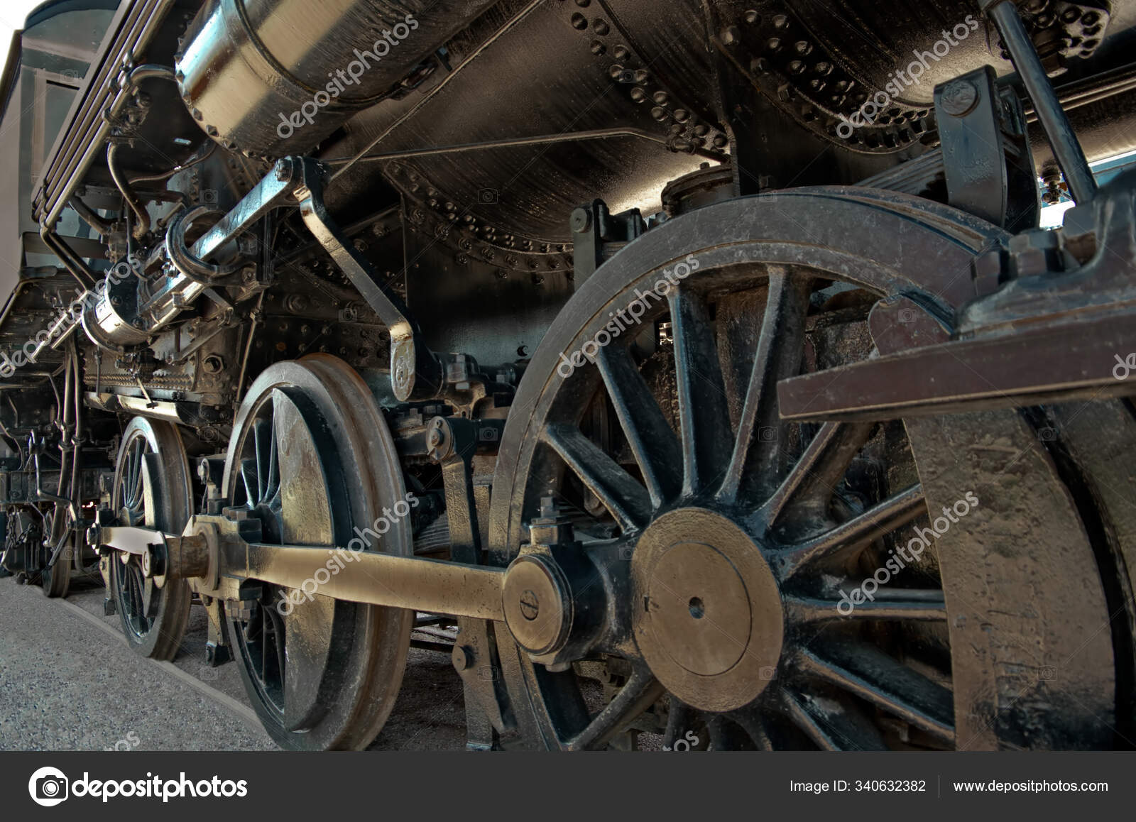 Large Boiler Rests Heavy Iron Wheels Old Steam Locomotive — Stock Photo ...