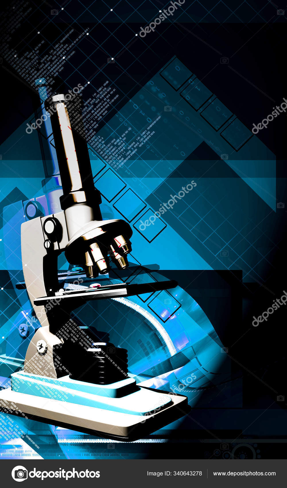 Digital Illustration Microscope Colour Background Stock Photo by ...