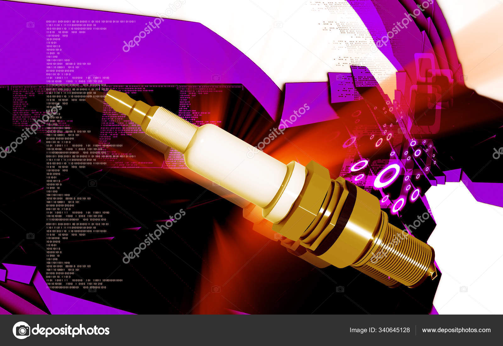 Digital Illustration Spark Plug Colour Background Stock Photo by ...