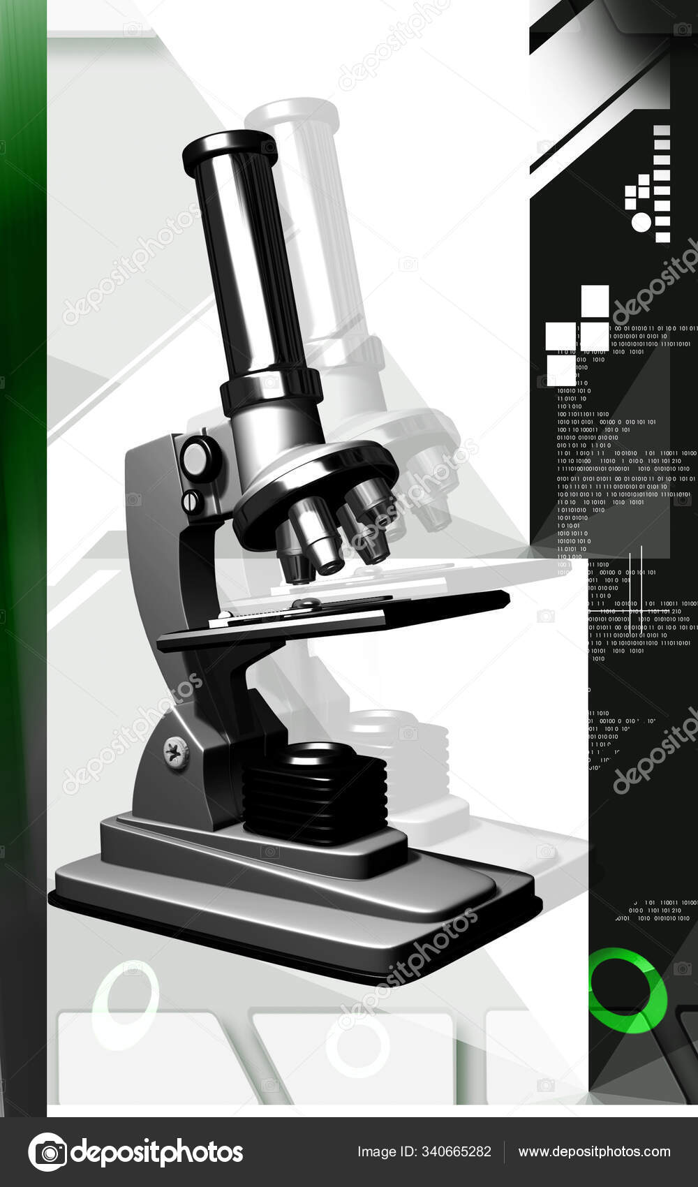 Digital Illustration Microscope Colour Background Stock Photo by ...