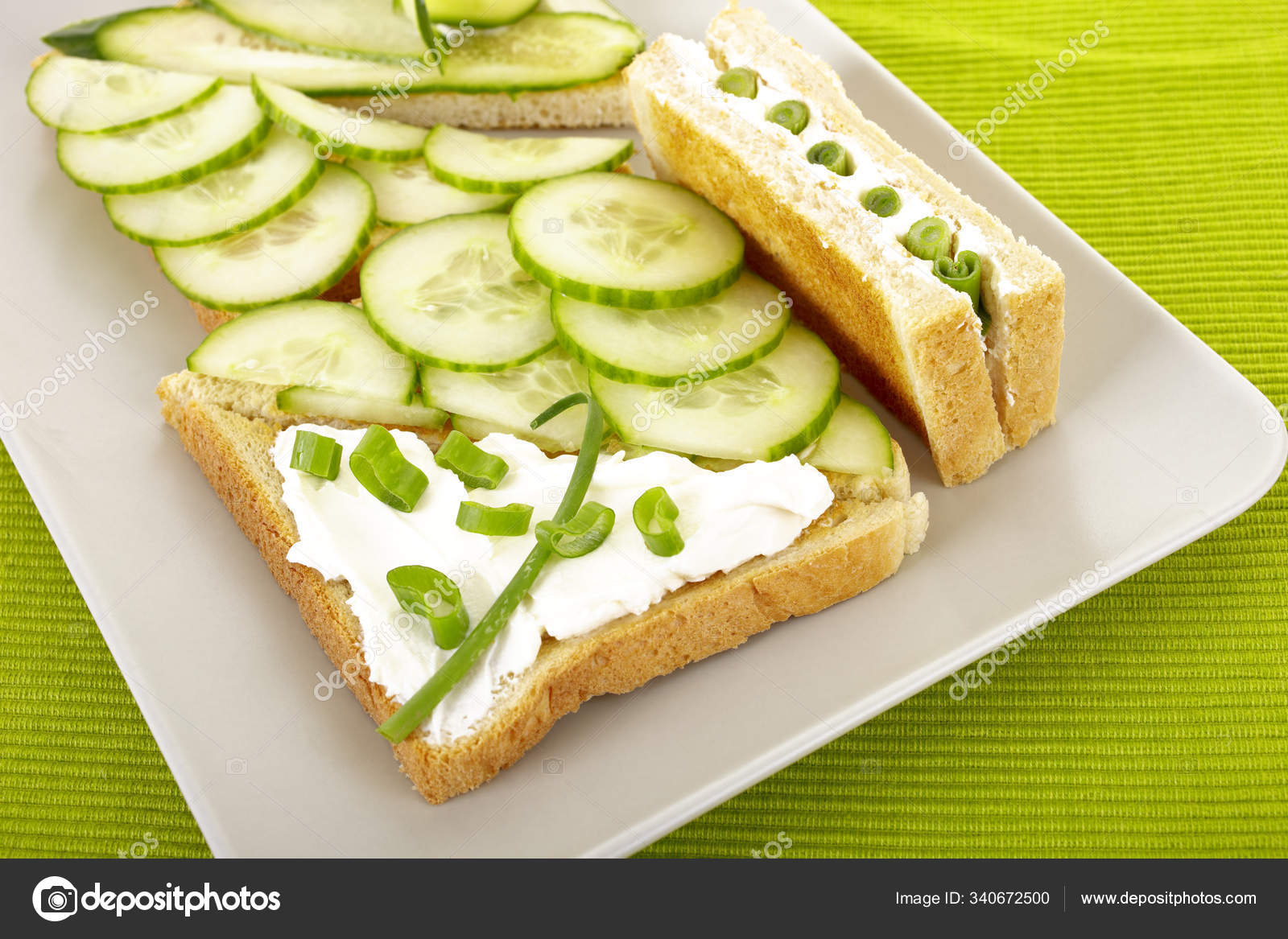 Toasts Cucumber Cream Cheese Chives Stock Photo by ©PantherMediaSeller ...