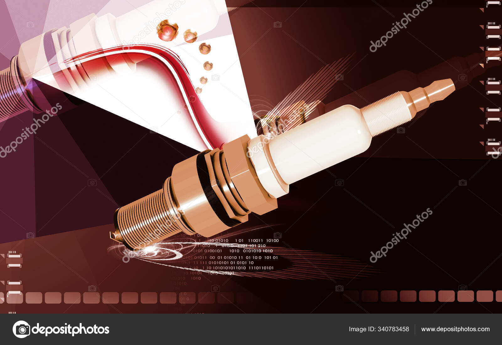 Digital Illustration Spark Plug Colour Background — Stock Photo ...
