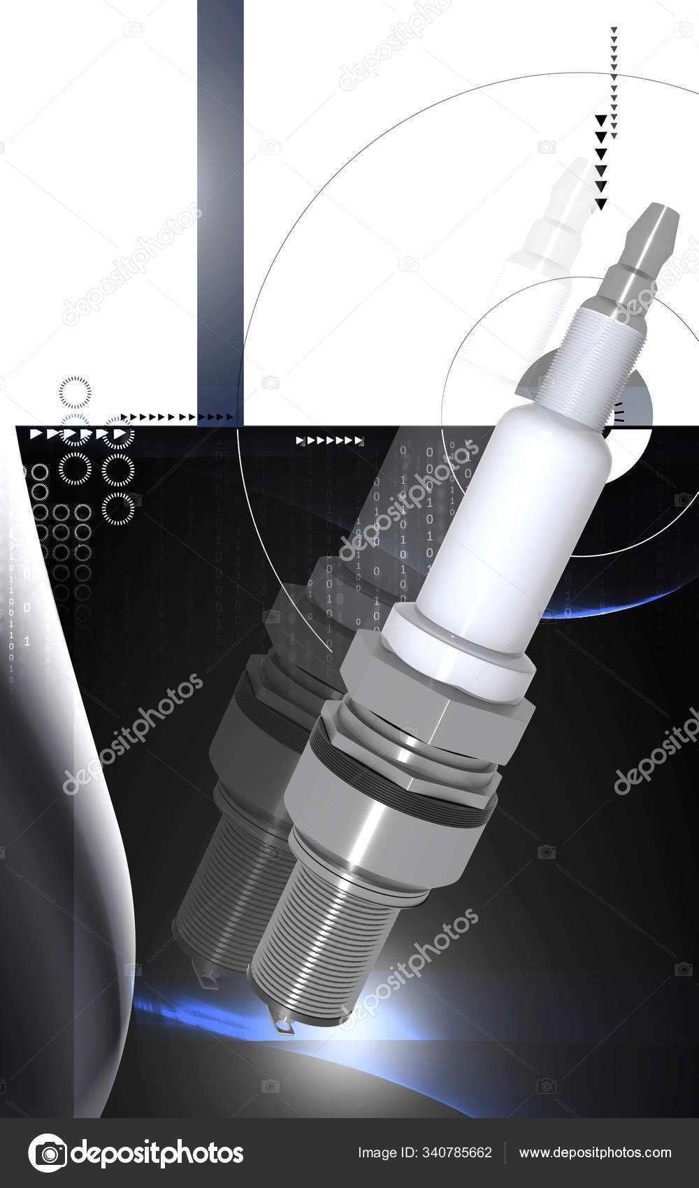 Digital Illustration Spark Plug Colour Background Stock Photo by ...