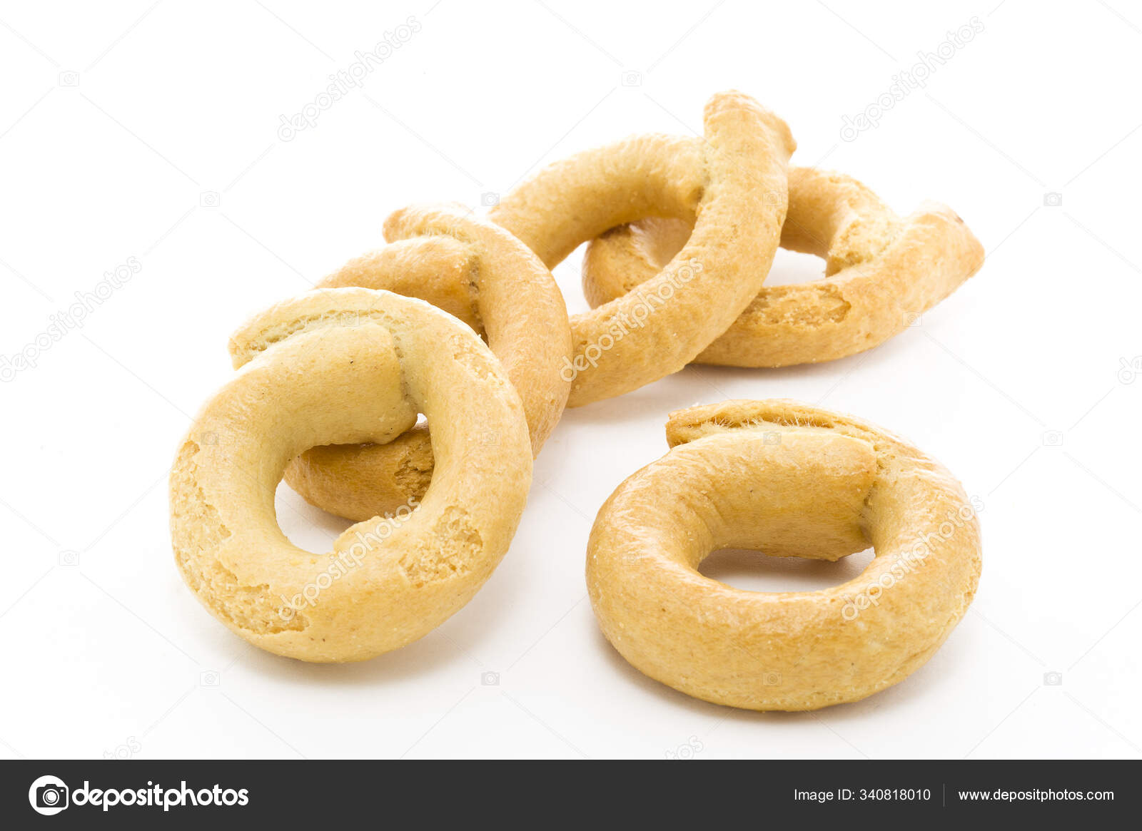 Close Italian Typical Biscuits Called Tarallucci White Background ...
