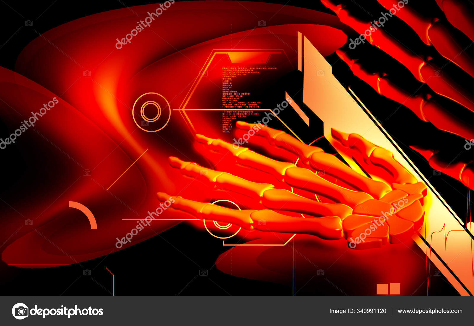Digital Illustration Hand Bone Colour Background Stock Photo by ...