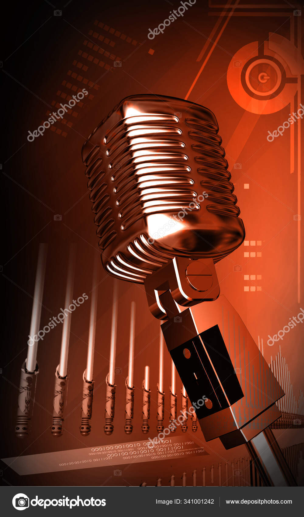 Digital Illustration Steel Microphone Colour Background – Stock ...