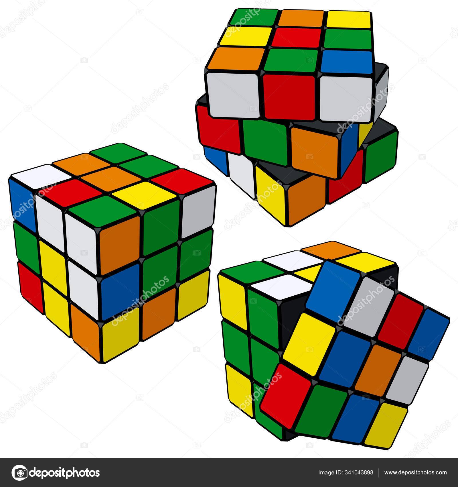 Set Puzzle Cubes Isolated White Background Vector Illustration – Stock ...