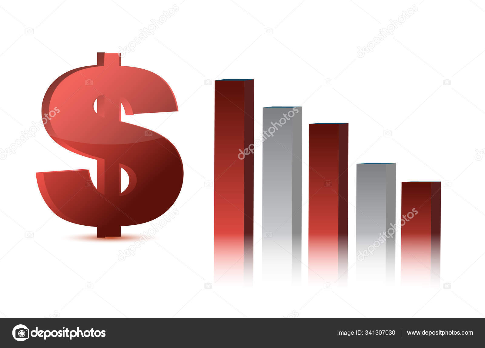 Falling Dollar Currency Business Graph Illustration — Stock Photo ...