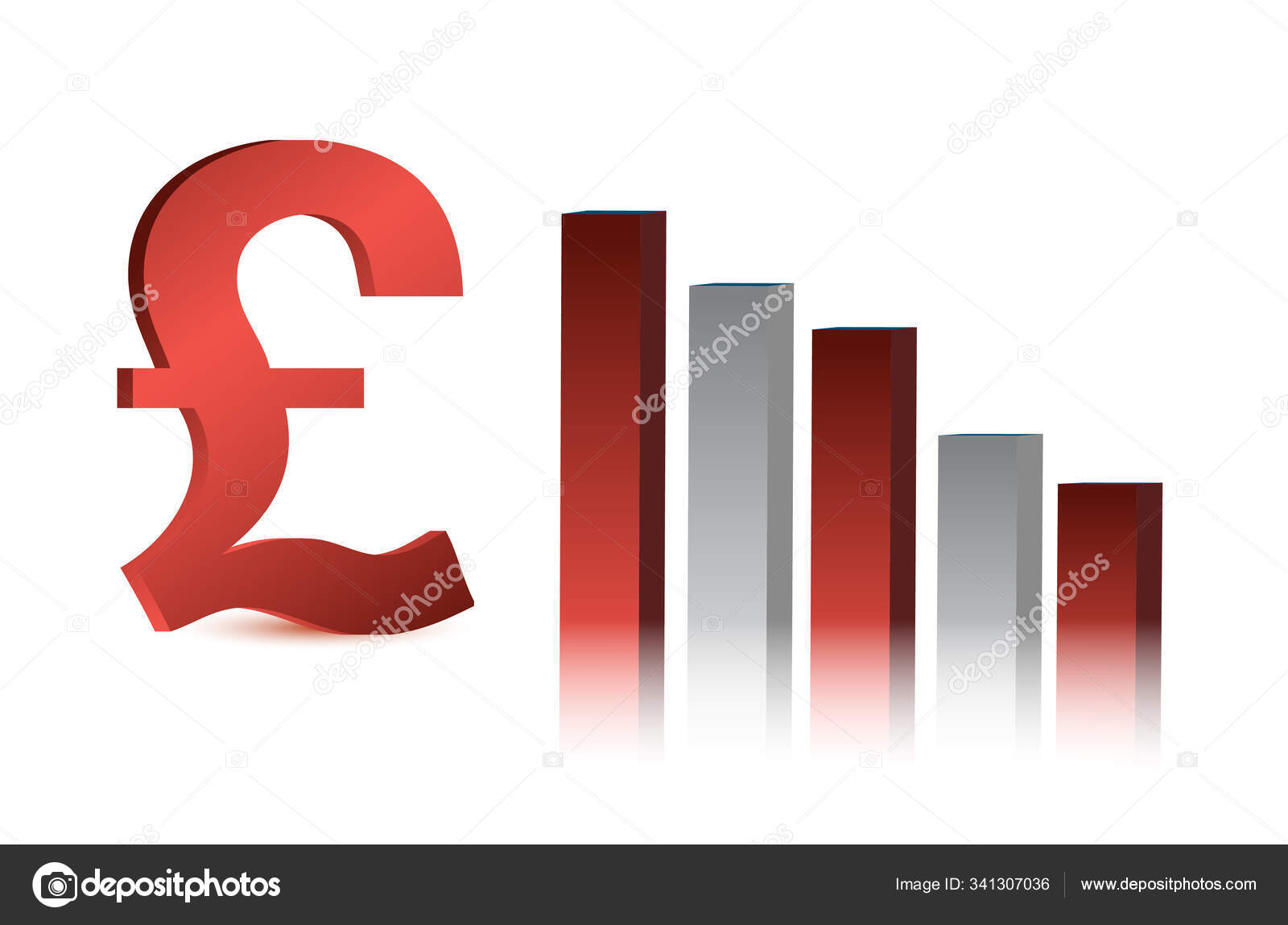 Falling British Pound Currency Business Graph Illustration — Stock ...