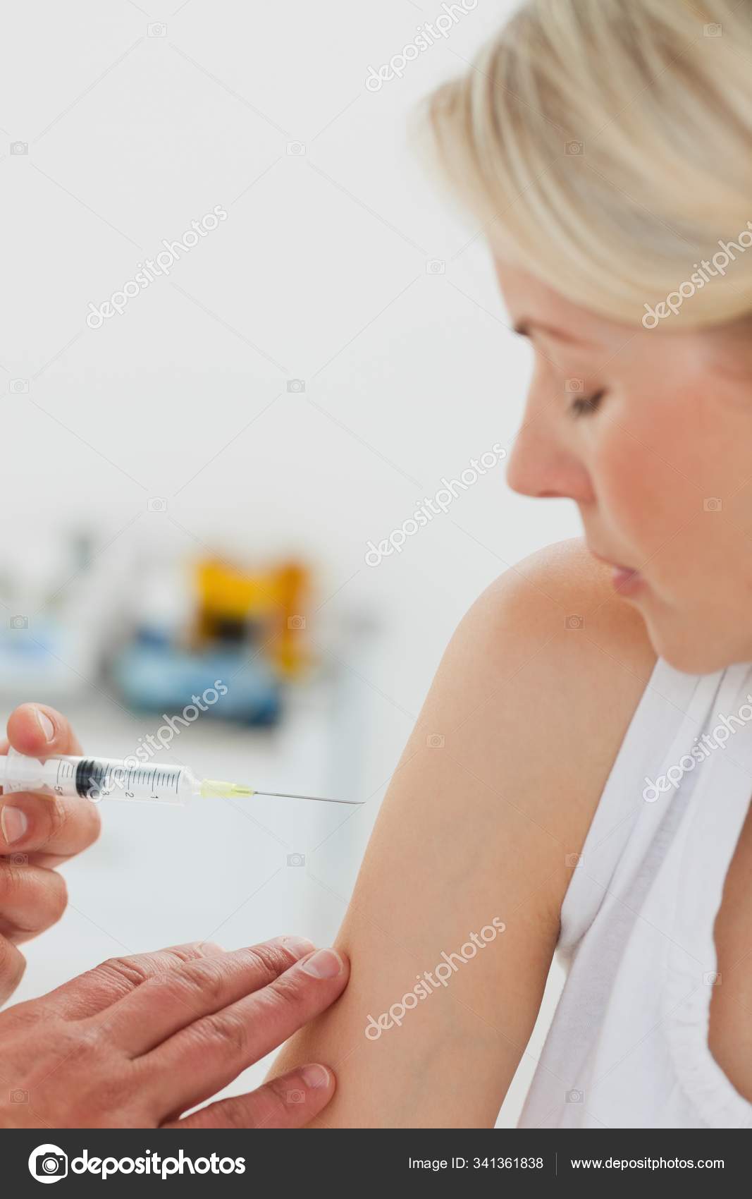 Close Woman Getting Injection Her Doctor — Stock Photo ...